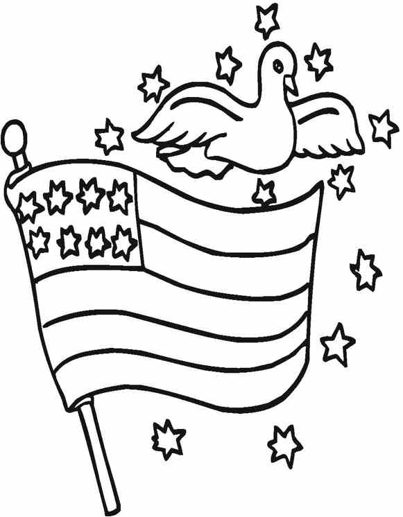 A to Z Kids Stuff | Independence Day Flag Stars Color Page